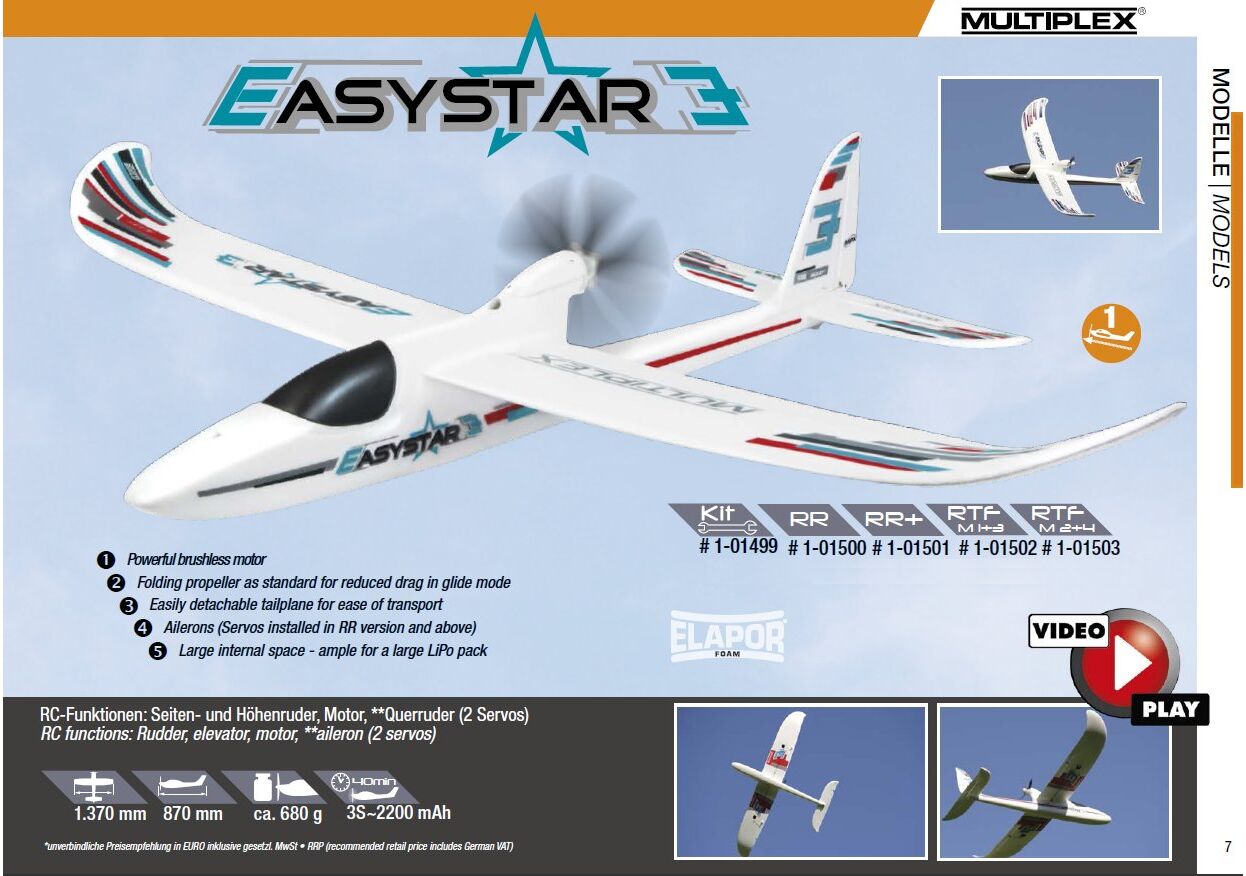 Multiplex RR EasyStar 3, MPX1-01500, MPX-1-01500, Multiplex 1-01500 ...